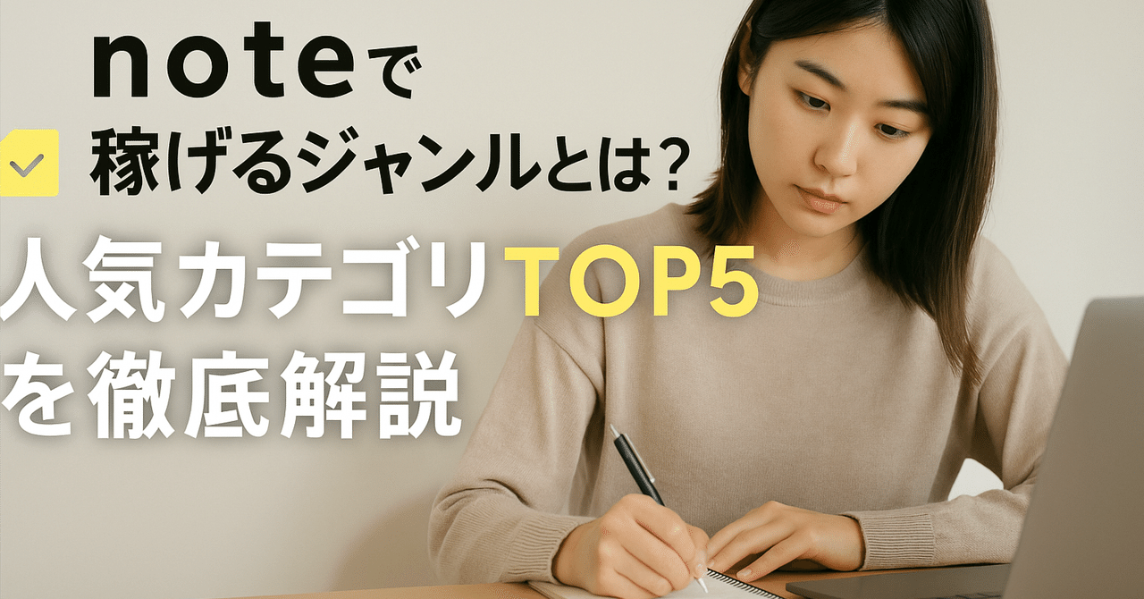 noteで稼げるジャンルとは？人気カテゴリTOP5を徹底解説｜アトカ【AIコラムライター】1.7万フォロワー180万ビュー@AI副業