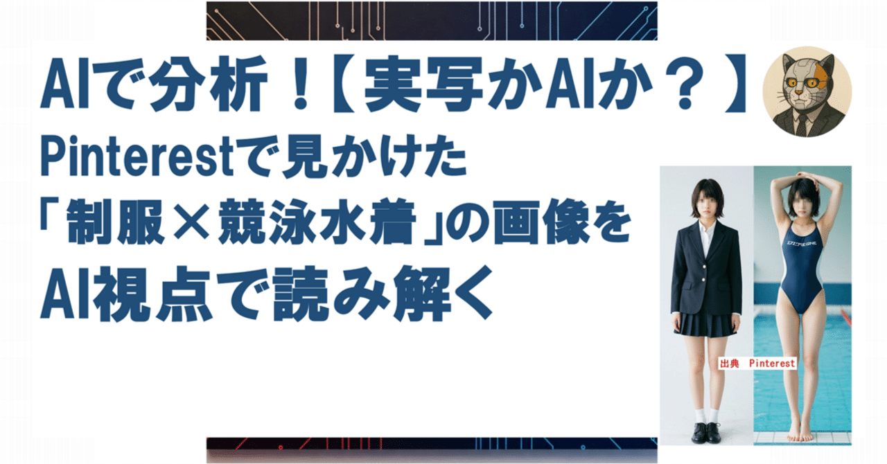 AIで分析！【実写かAIか？】Pinterestで見かけた「制服×競泳水着」の画像をAI視点で読み解く｜inoue_AI