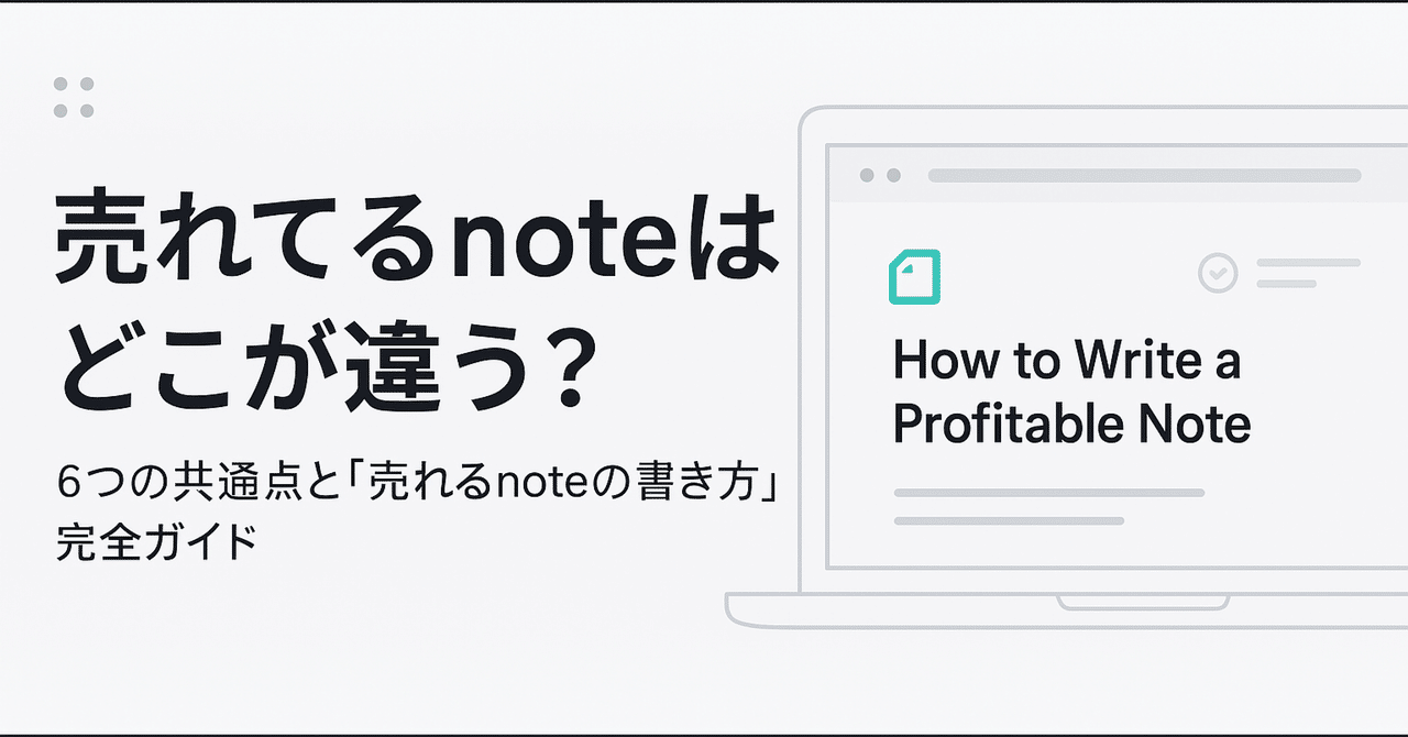 売れてるnoteはどこが違う？｜6つの共通点と「売れるnoteの書き方」完全ガイド｜スキマ副業LABO