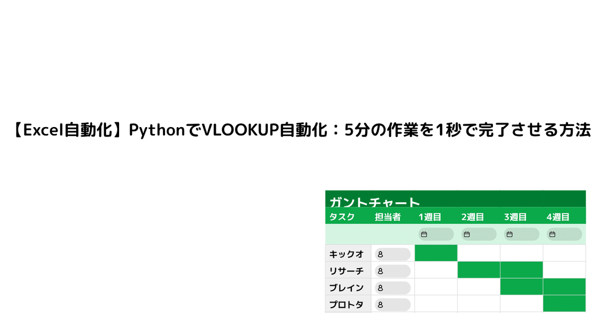 【Excel自動化】PythonでVLOOKUP自動化：5分の作業を1秒で完了させる方法｜YUKIKO@生成AIパスポート試験合格に向けて学習中！