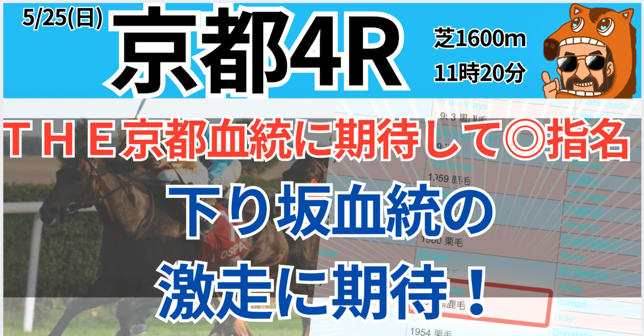 5/31(土) 京都4R 芝1400m 🔥【11時20分発走】｜追い切り・血統予想ログ