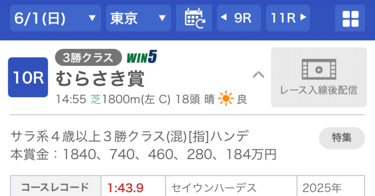 6/1（日）🌈東京10R🌈中央競馬予想🌈14:55⏰【SS】｜よう競馬予想🥕2025