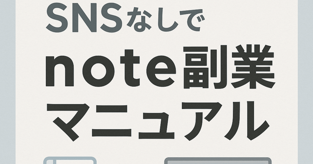 SNSなしで月1万円｜note副業マニュアル【完全保存版】｜脱SNS×副業×noteマネタイズ戦略