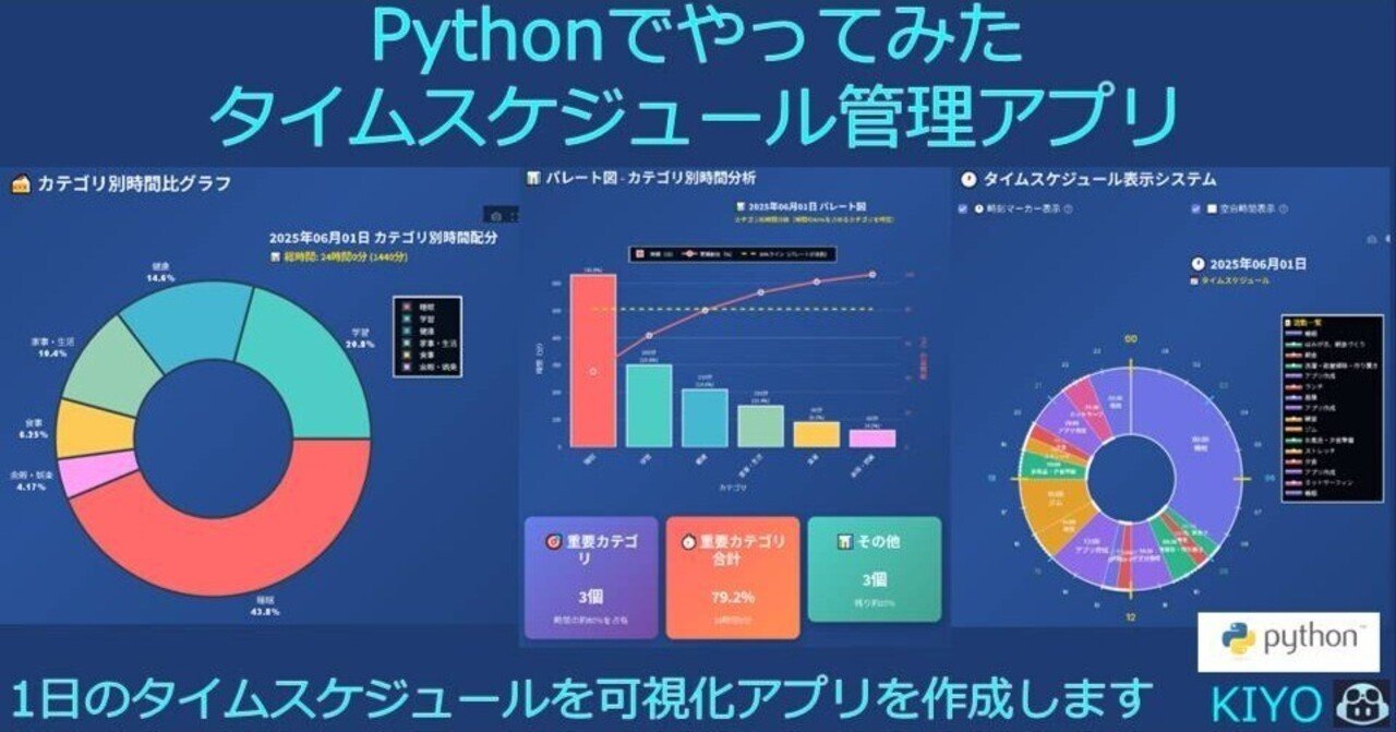 Pythonでやってみた20：タイムスケジュール管理アプリ｜KIYO