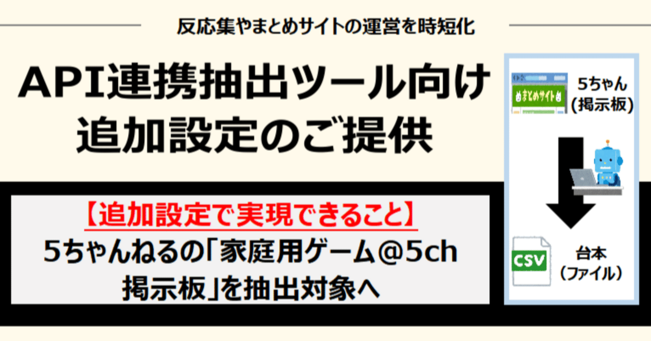 【追加設定】5ちゃんねる「家庭用ゲーム＠5ch掲示板」に対応！API連携抽出ツール向け拡張情報｜hero｜自動化のプロ