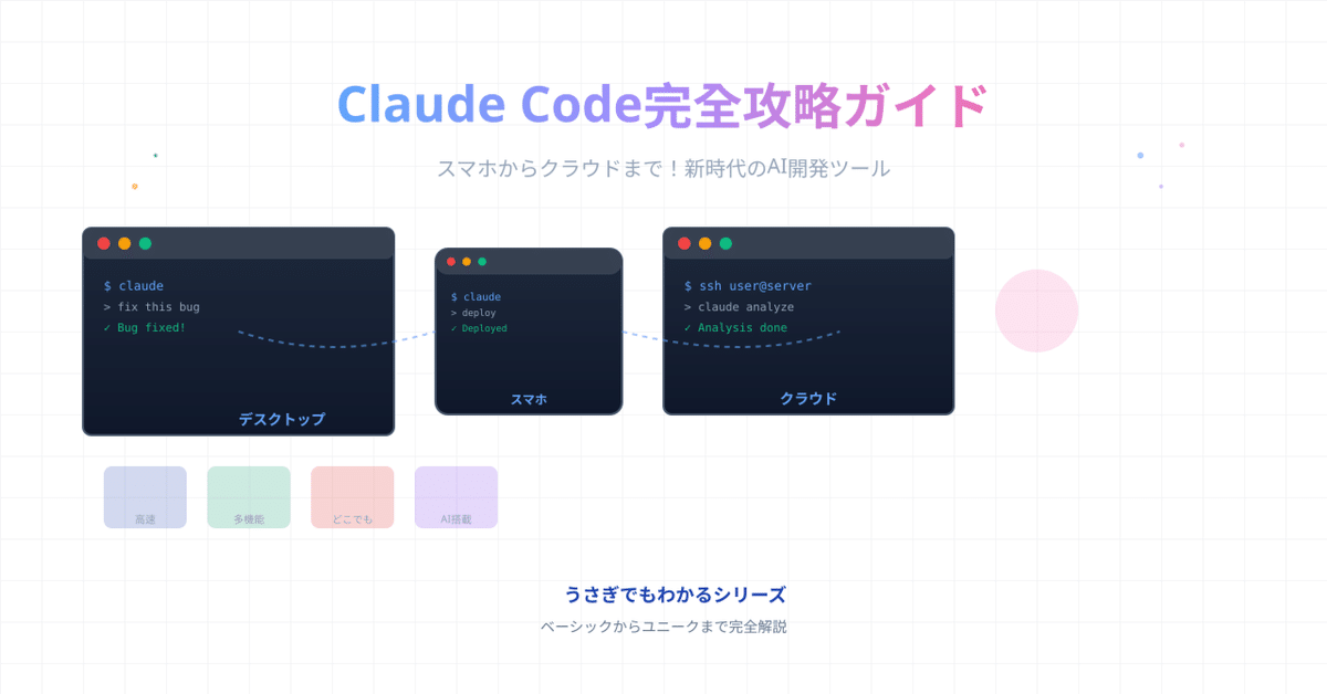うさぎでもわかる🐰Claude Code完全攻略ガイド！スマホからクラウドまで新時代のAI開発ツール｜taku_sid🐰エージェント