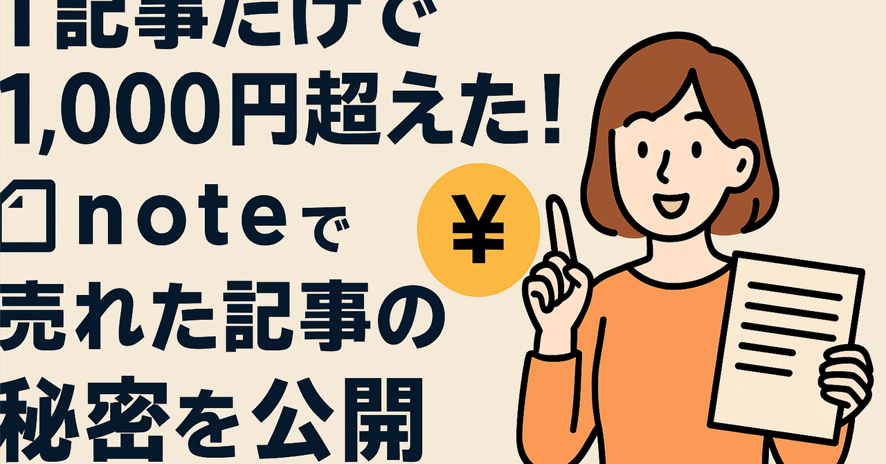 1記事だけで1,000円超えた！noteで売れた記事の秘密を公開｜hata hajime