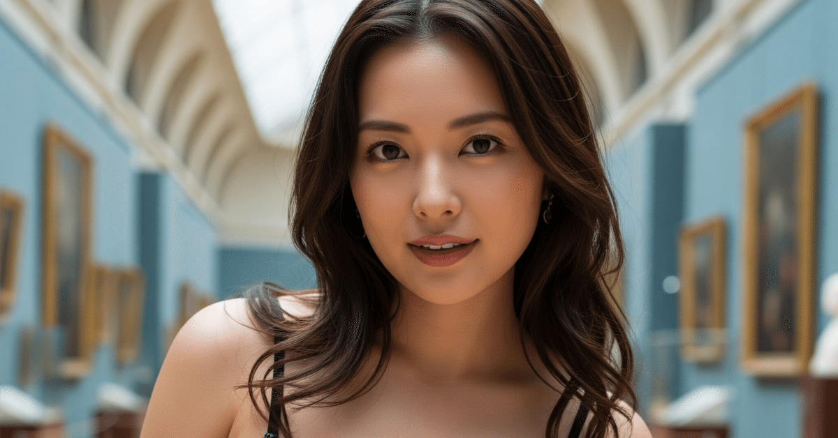 #033【鮮やかな緑色のランジェリーで美術館】知性溢れる生成AI美女｜に【AI美女・熟女】