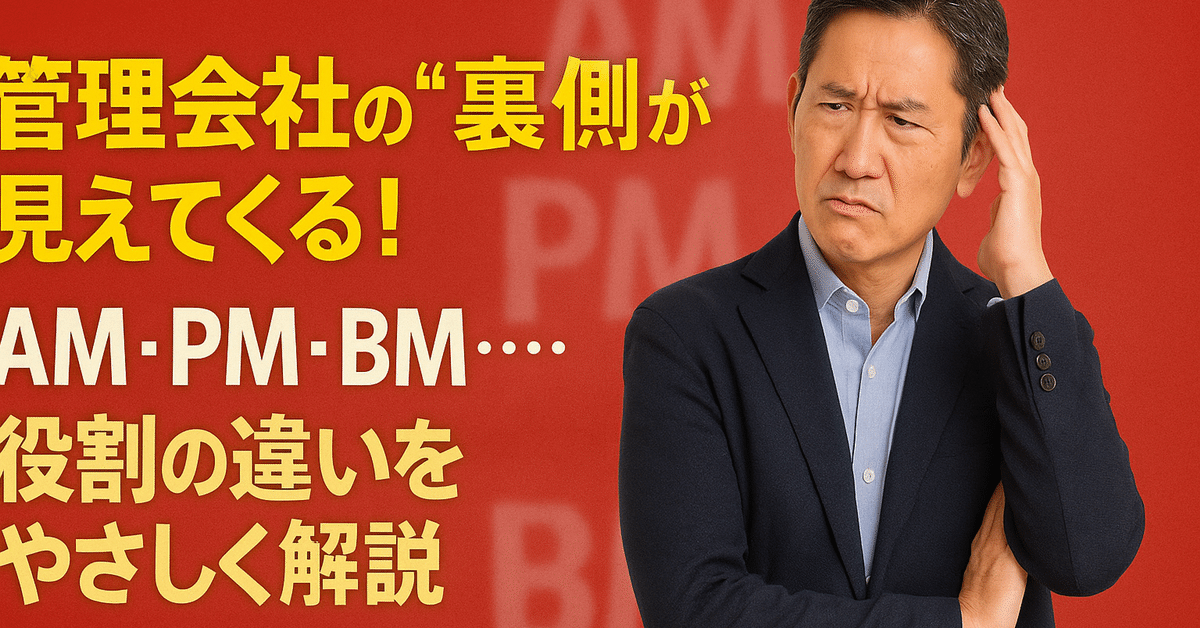 管理会社の“裏側”が見えてくる！AM・PM・BM…役割の違いをやさしく解説｜明武 使佐 | 副業遊び人