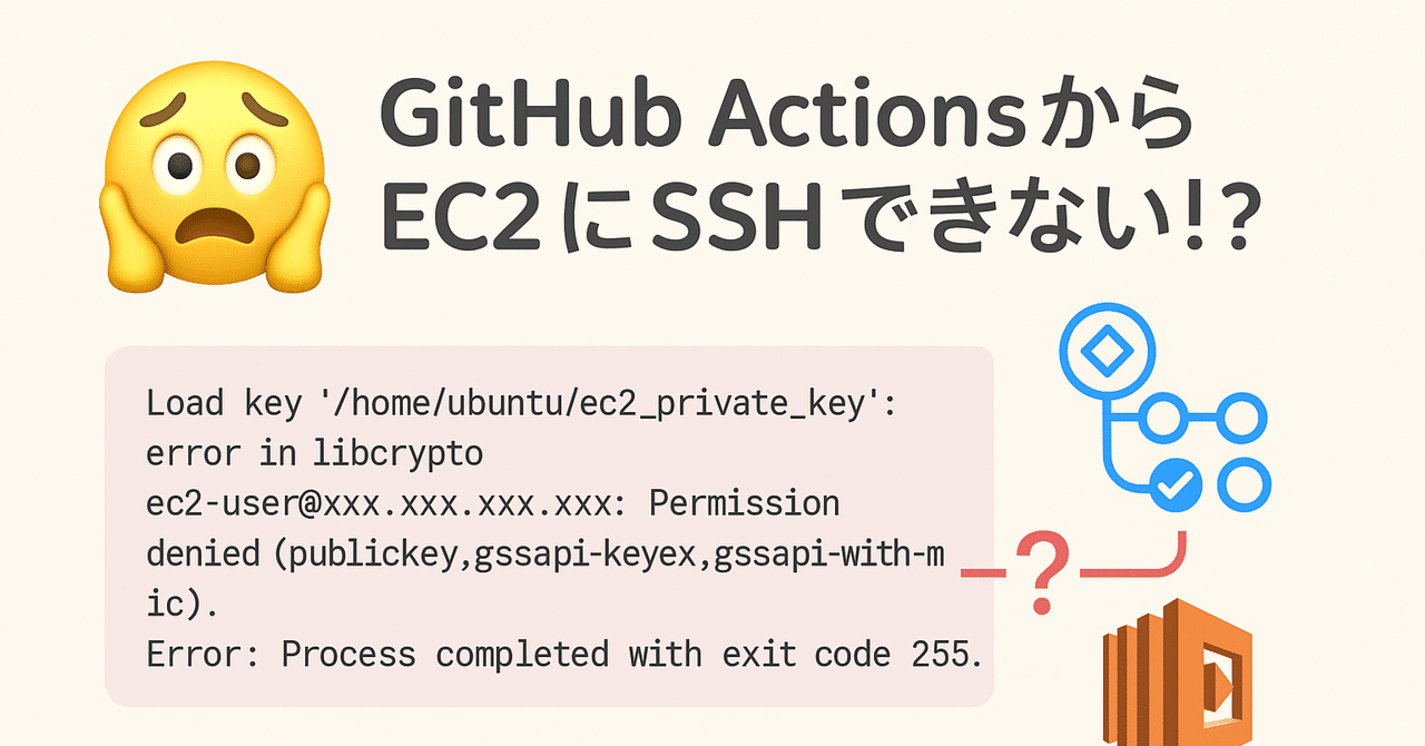 GitHub ActionsでEC2デプロイ時のSSHエラー解決：公開鍵と秘密鍵の罠を回避！｜Shuma