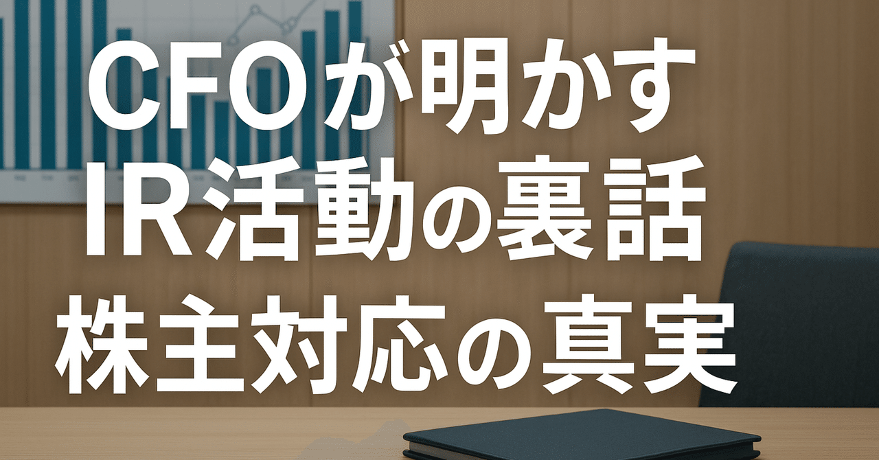 CFOが明かすIR活動の裏話 ― 株主対応の真実｜CFOの独り言＠スタートアップ｜フォロバ100