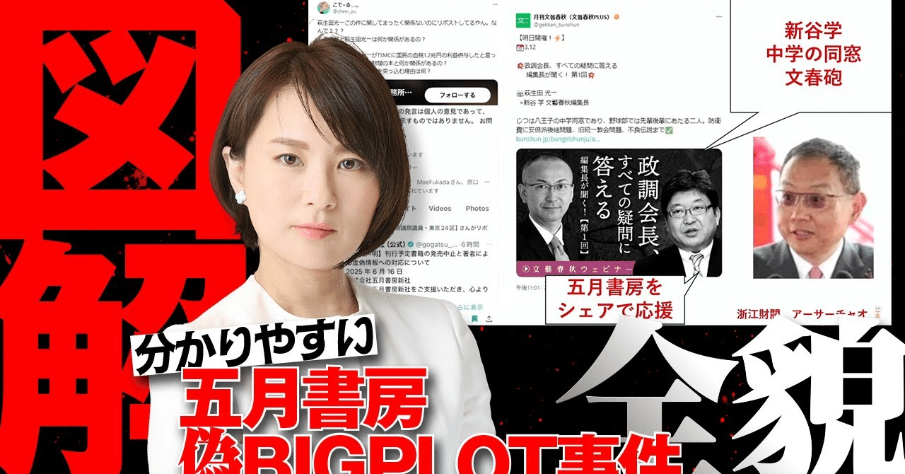 文春にXを一時凍結された！【図解】分かりやすい五月書房 偽BIGPLOT事件全貌｜深田萌絵