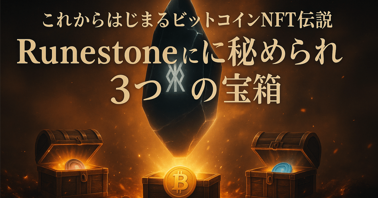 これからはじまるビットコインNFT伝説-Runestoneに秘められ3つの宝箱｜あいもん