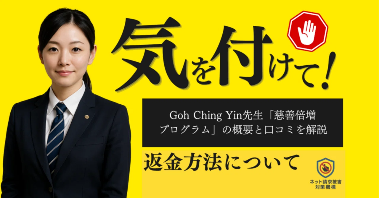 Goh Ching Yin先生「慈善倍増プログラム」の概要と口コミを解説｜山本さくら｜ネット請求被害対策機構