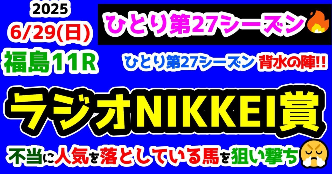 2025.6.29 ラジオNIKKEI賞 (GⅢ)｜競馬予想TVファンチャンネル「古今くん」
