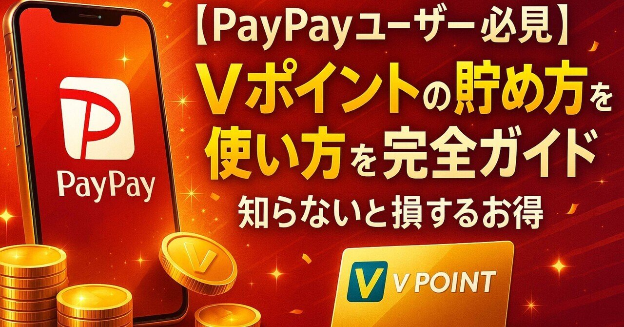 【PayPayユーザー必見】Vポイントの貯め方・使い方を完全ガイド！知らないと損するお得術｜たなやん@Vポイント経済圏の住人
