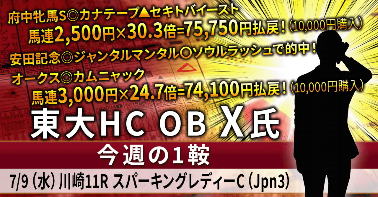 7/9（水）東大OB X氏 今週の1鞍 川崎11R スパーキングレディーカップ（Jpn3）｜WIN！競馬 for note