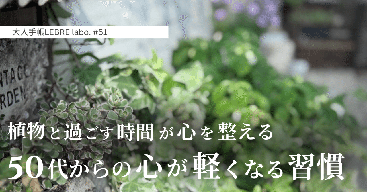 植物を過ごす時間が心を整える_50代からの心が軽くなる習慣｜miwa|大人手帳LIBRE labo.