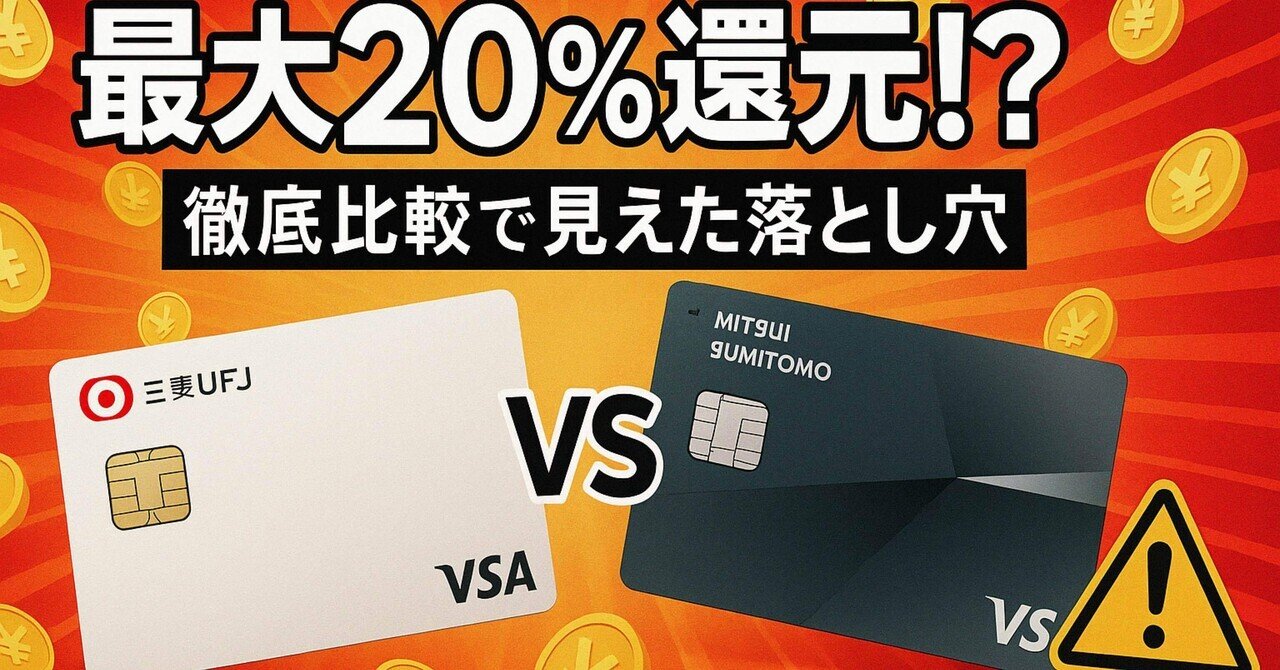 【衝撃】三菱UFJカードが最大20%還元！でも本当に得？三井住友カード(NL)と徹底比較で見えた意外な落とし穴｜たなやん@Vポイント経済圏の住人
