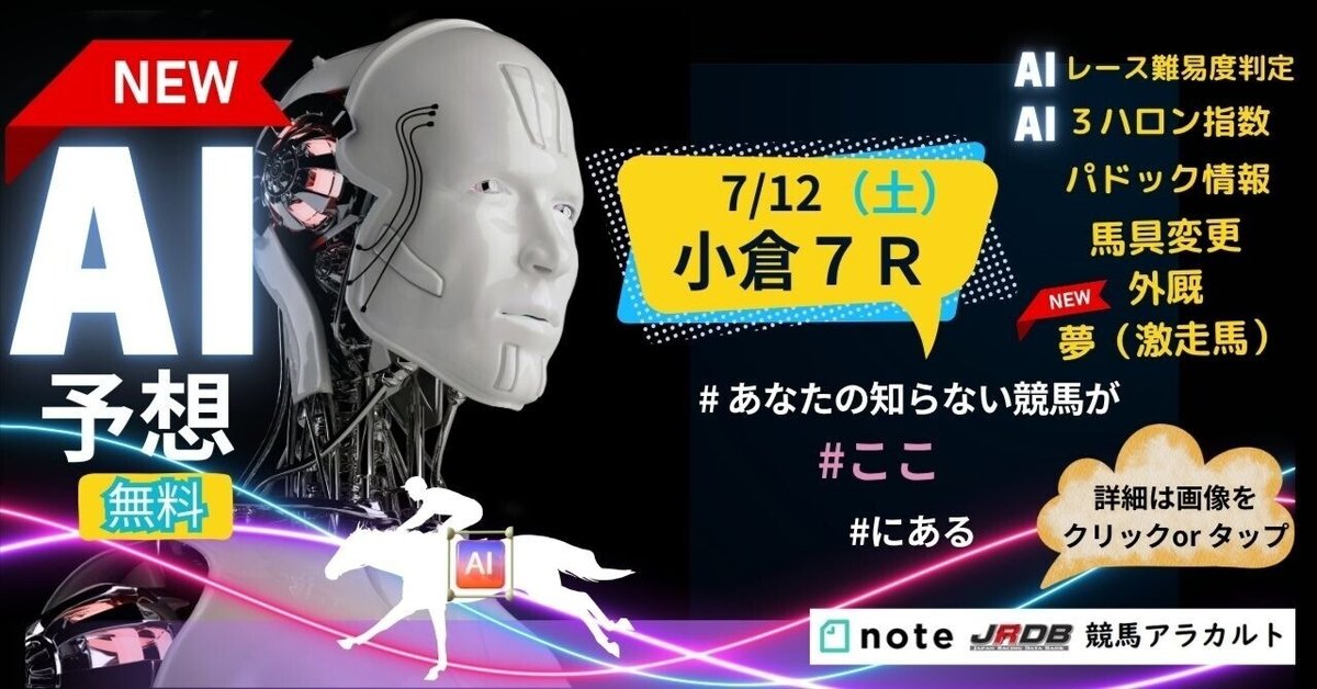 7/12（土）小倉7R AI予想 ｜JRDB 競馬アラカルト