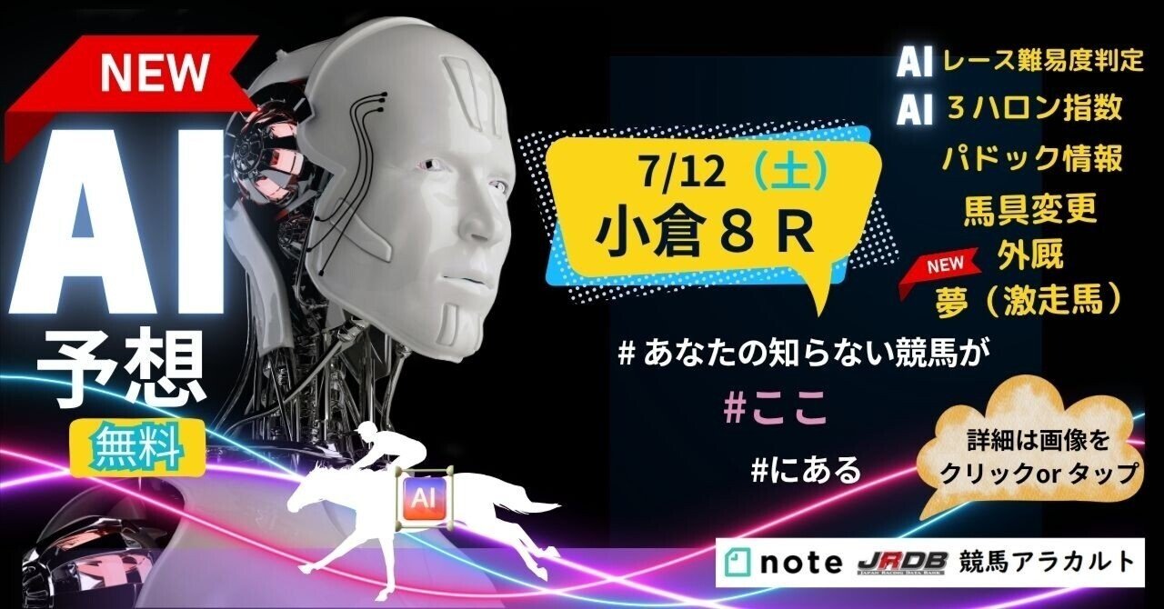 7/12（土）小倉8R AI予想 ｜JRDB 競馬アラカルト