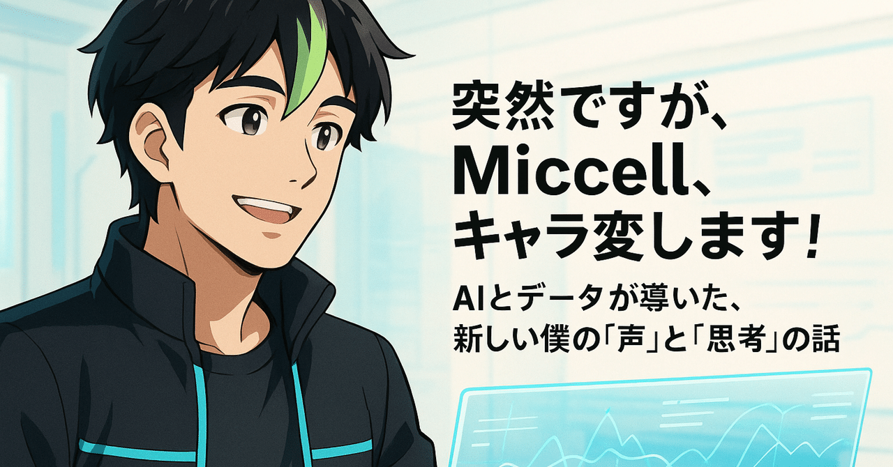 【ご報告】突然ですが、Miccell、キャラ変します！ -AIとデータが導いた、新しい僕の「声」と「思考」の話｜Miccell(ミクセル) / 人生を楽しむ仕組みを作る