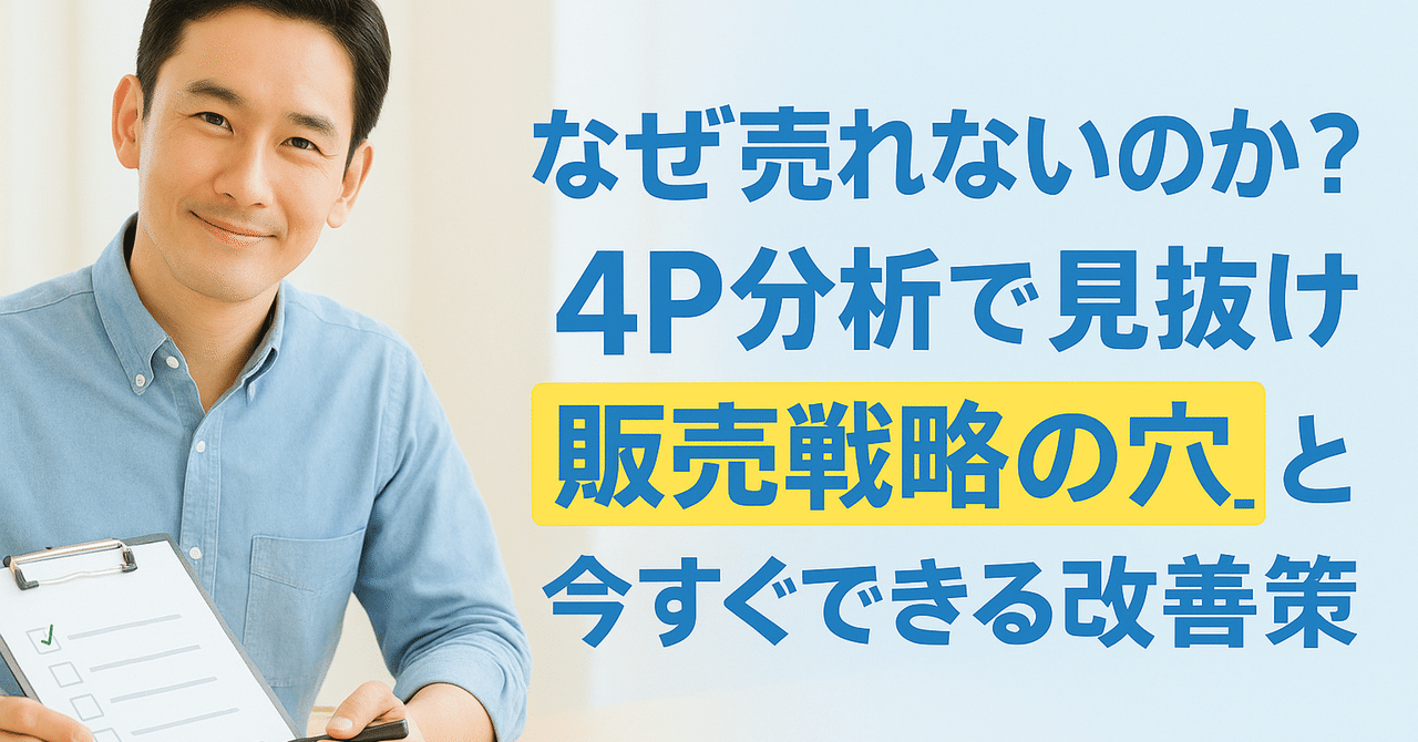 なぜ売れないのか？4P分析で見抜け「販売戦略の穴」と今すぐできる改善策｜チャーリー@パーソナルマネジメント