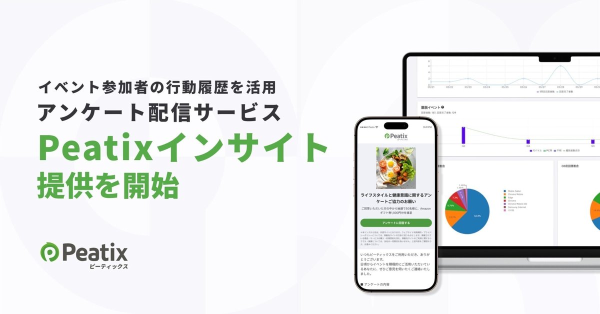 ピーティックス、イベント参加者の行動履歴を活用したアンケート配信サービス「Peatixインサイト」の提供を開始 ～年間520万人のアクティブユーザーから、興味・関心軸でターゲティングした ...