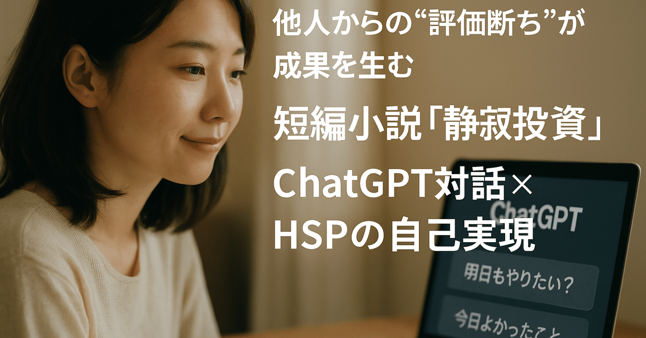 他人からの”評価断ち”が成果を生む─短編小説『静寂投資』─ChatGPT対話×HSPの自己実現｜Tom.cat ＠ HSP×AIライター