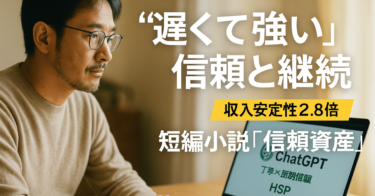 ”遅くて強い”信頼と継続─収入安定性2.8倍─短編小説『信頼資産』─ChatGPT対話×HSPの自己実現｜Tom.cat ＠ HSP×AIライター