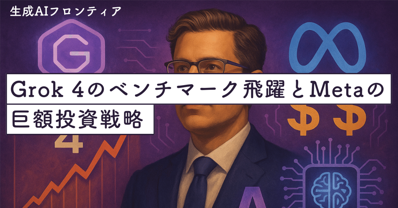生成AIの次なるフロンティア：Grok 4のベンチマーク飛躍とMetaの巨額投資戦略｜SecondWave