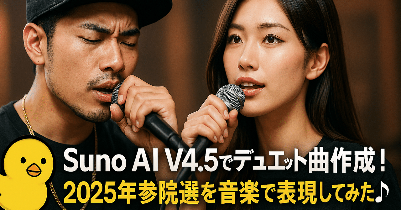 Suno AI V4.5でデュエット曲作成！2025年参院選を音楽で表現してみた🎵｜piyo_feed🐤｜ピヨフィード