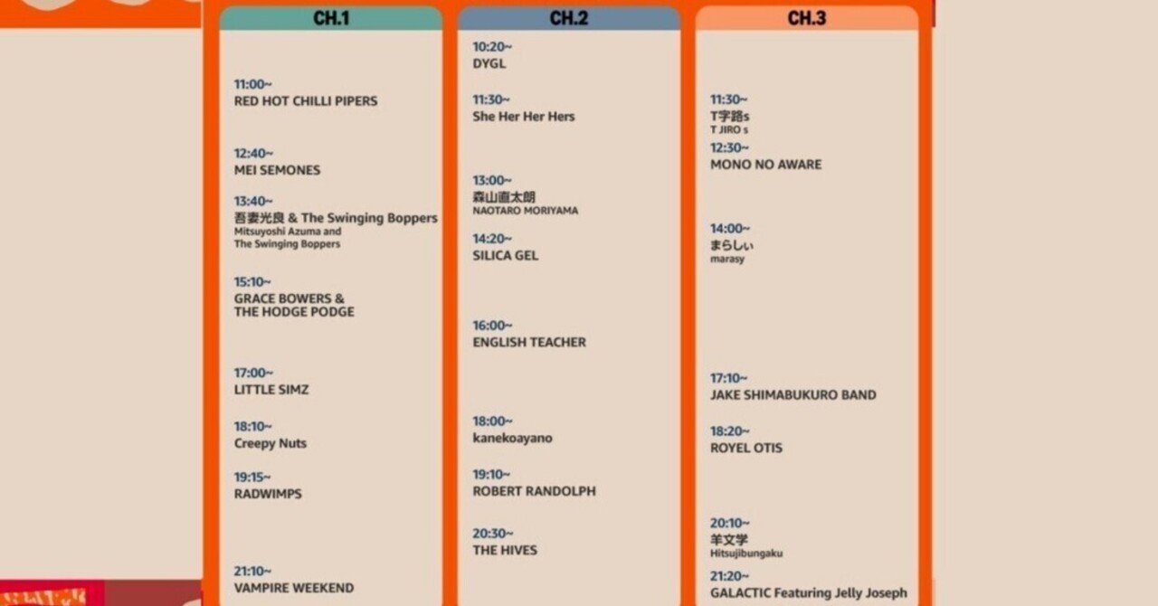 11:00~RED HOT CHILLI PIPERS⇐ﾂｷﾞｺｺ｜muty