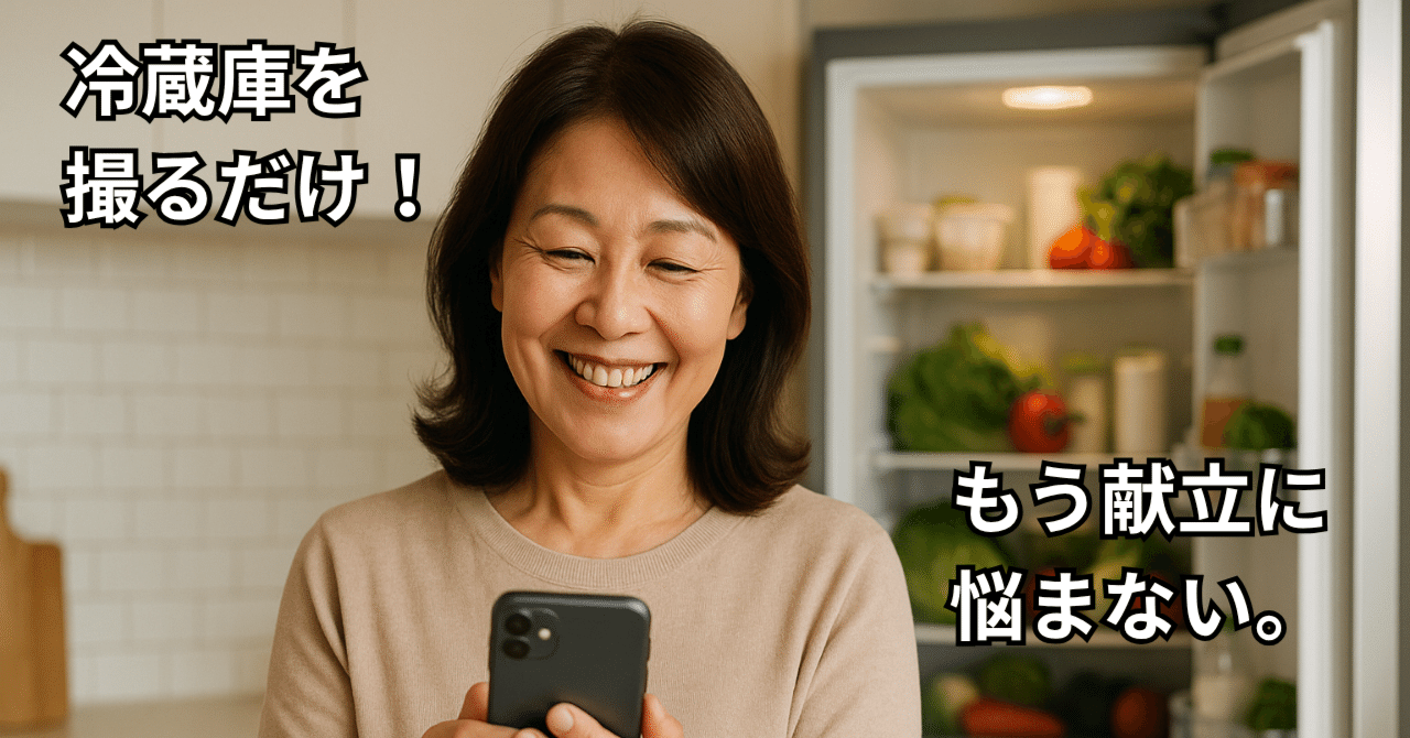 毎日10分、自分の時間が増える。冷蔵庫を「1枚撮るだけ」で、面倒な献立決めがゼロになるAI術｜tomozo｜AI時短ナビゲーター