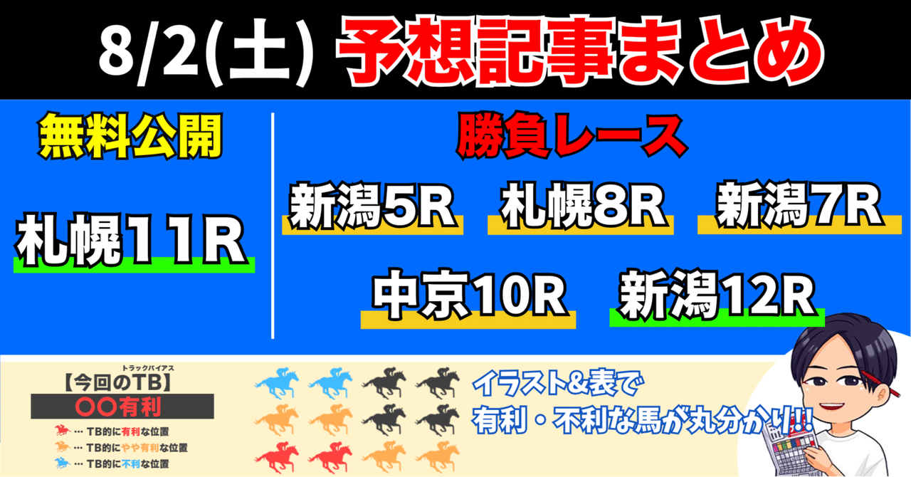 8/2(土) STV賞(無料)と勝負レースまとめ｜アキラ｜トラックバイアス