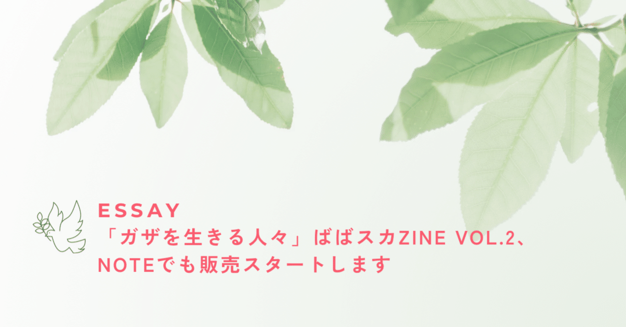 「ガザを生きる人々」ばばスカZINE vol.2、noteでも販売スタートします｜BBAイン・ザ・スカイ