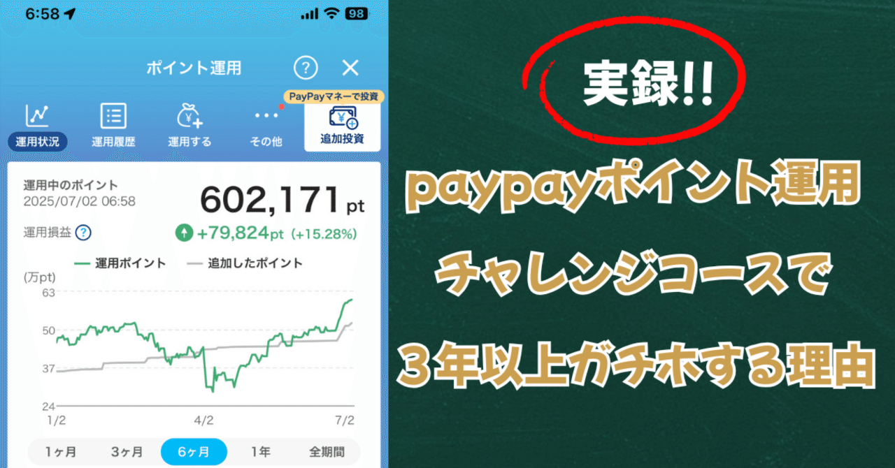 【実録】PayPayポイント運用50万ポイントをチャレンジコースに全投入！3年以上ガチホする理由｜あさひ
