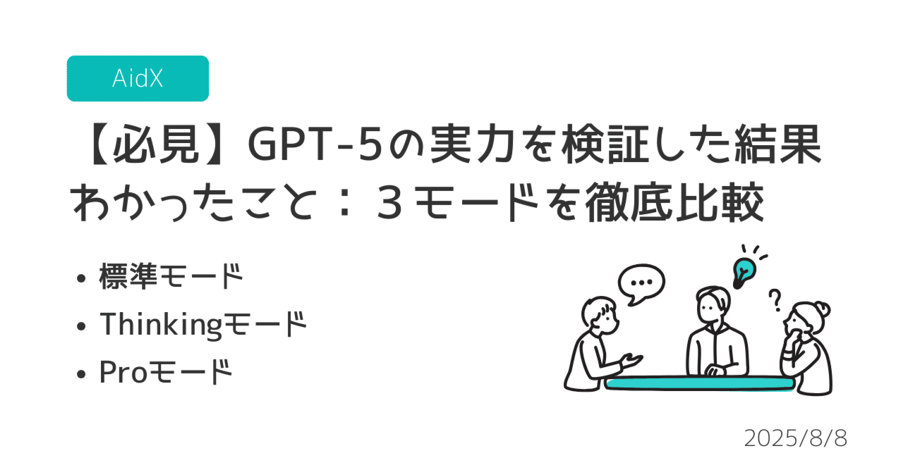 【必見】GPT-5の実力を検証した結果わかったこと：3モードを徹底比較（標準 / Thinking / Pro）｜AidX 研究所（アイデックス ラボ）