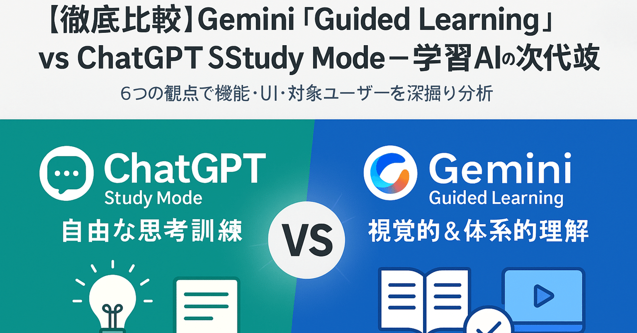 Gemini「Guided Learning」vs ChatGPT「Study Mode」徹底比較｜AI学習モードの違いと選び方【2025最新版】｜福多朗