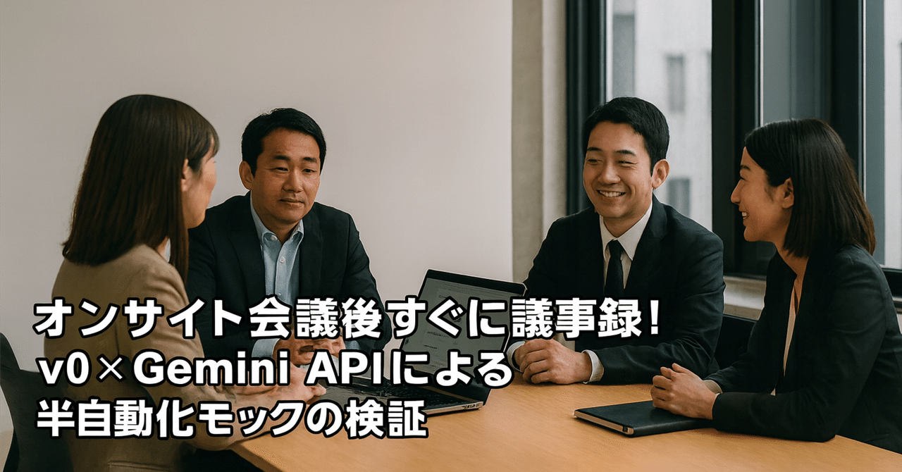 オンサイト会議後すぐに議事録！ v0 × Gemini APIによる半自動化モックの検証【Initial Engine AI 公開 ...