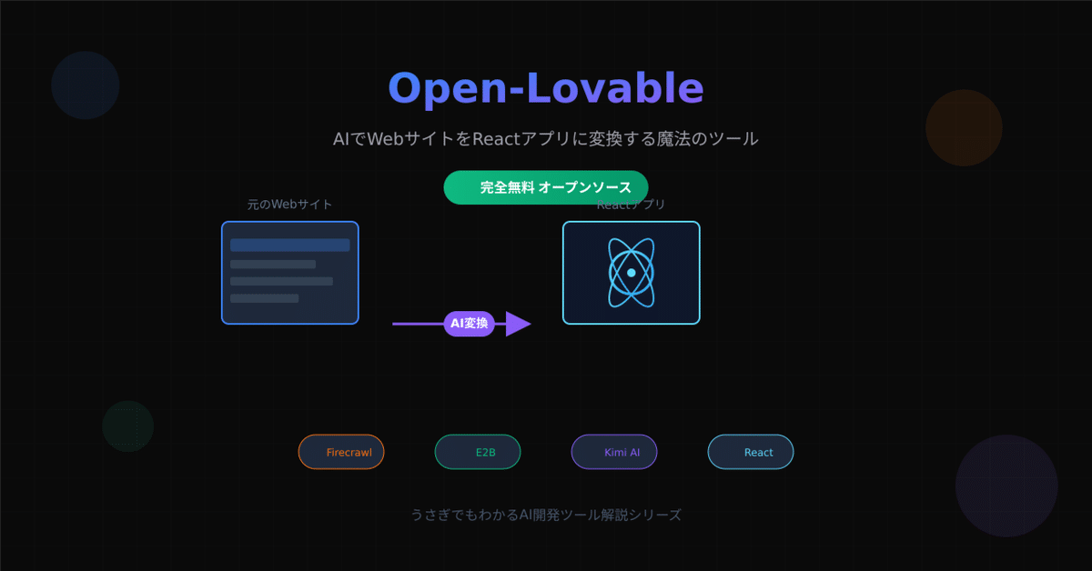 うさぎでもわかる🐰Open-Lovable - AIでWebサイトをReactアプリに変換する魔法のツール｜taku_sid🐰エージェント