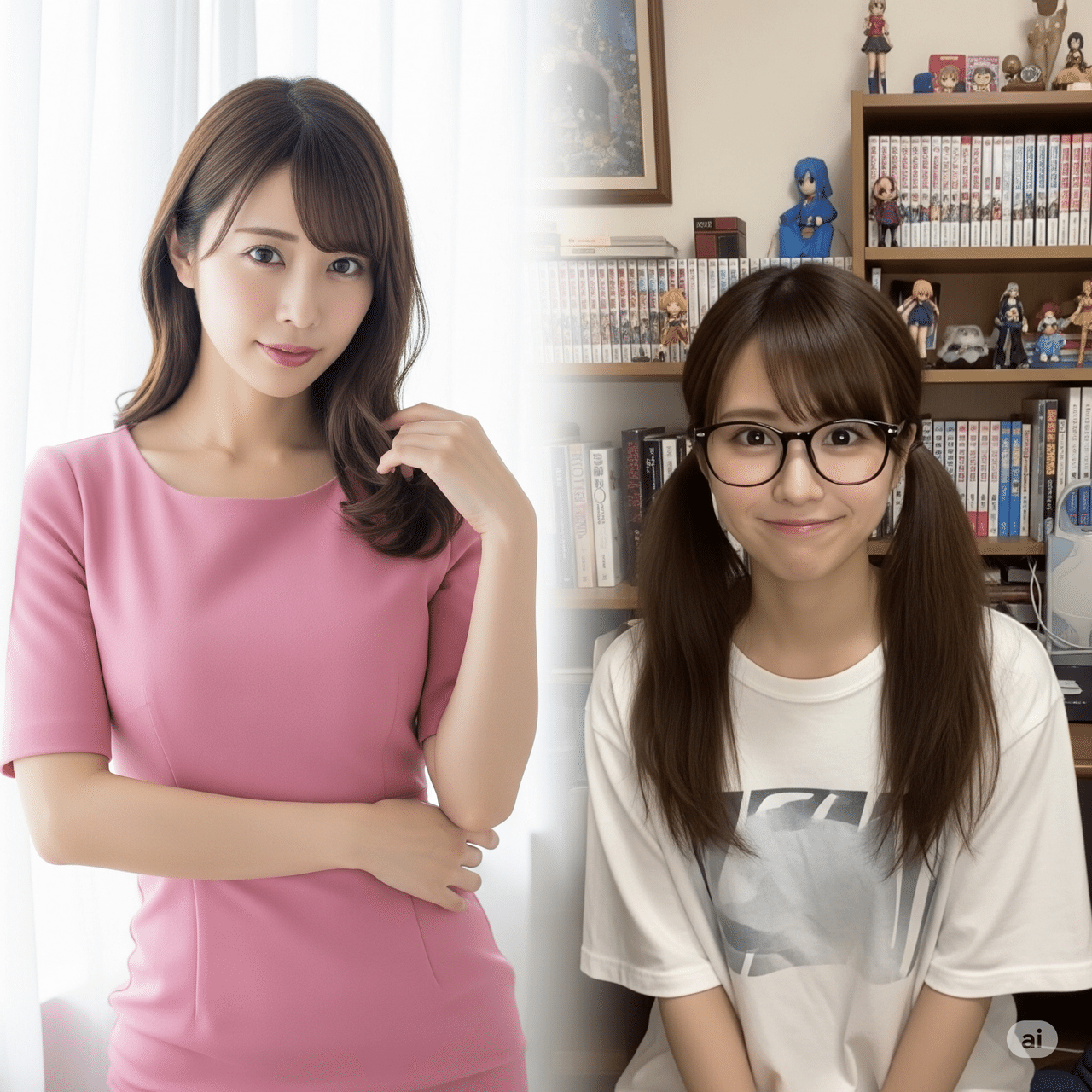 メガネとツインテールでオタク風だが美女なのを隠している｜zerozero_x