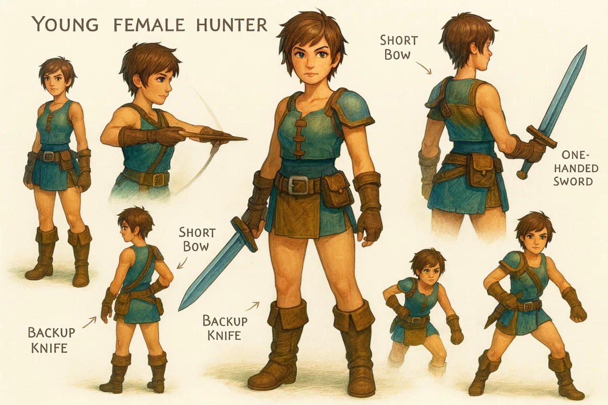 Evolution of a Female Hunter: From Rough Sketches ️ to Color🎨, and ...