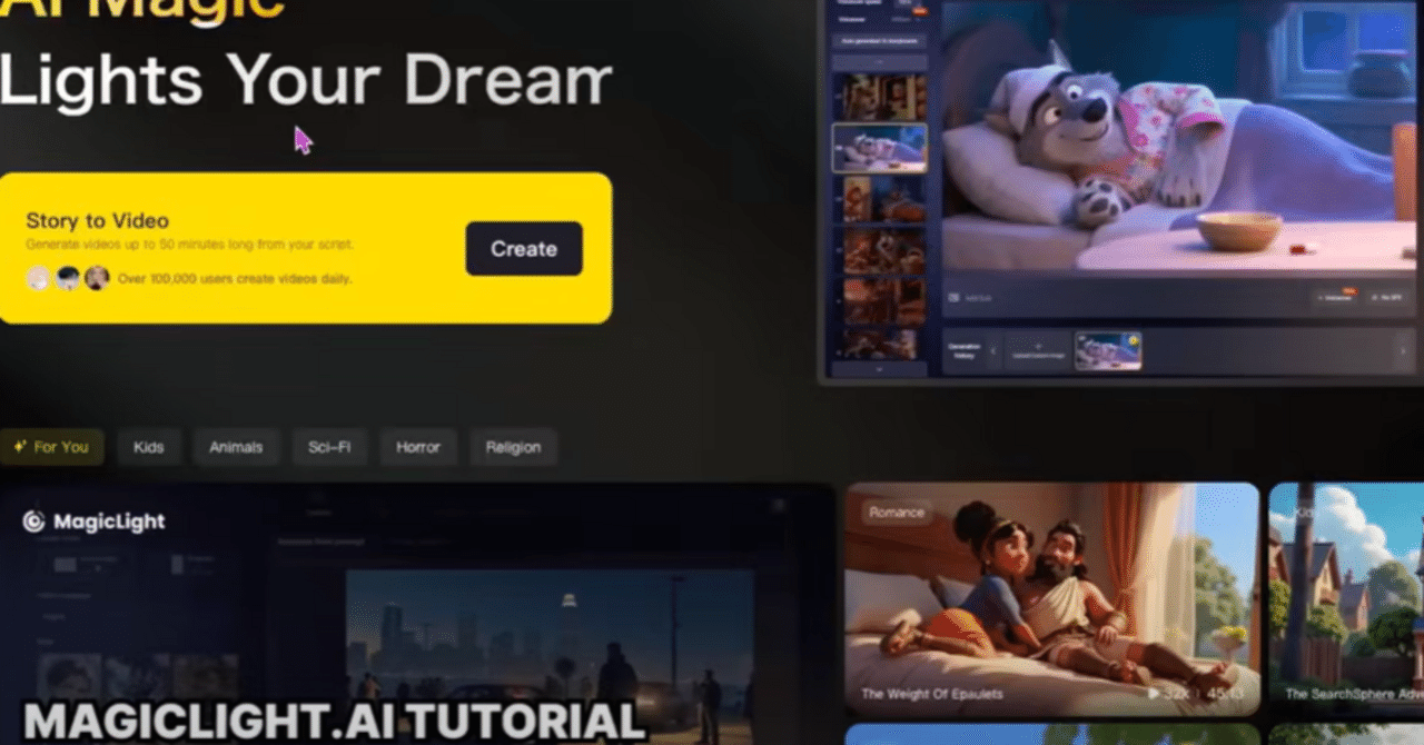 【2024年最新】MagicLight完全ガイド：AIが10分でプロ級アニメを自動生成する革命的ツー｜エスアール・タガワ・NOTE