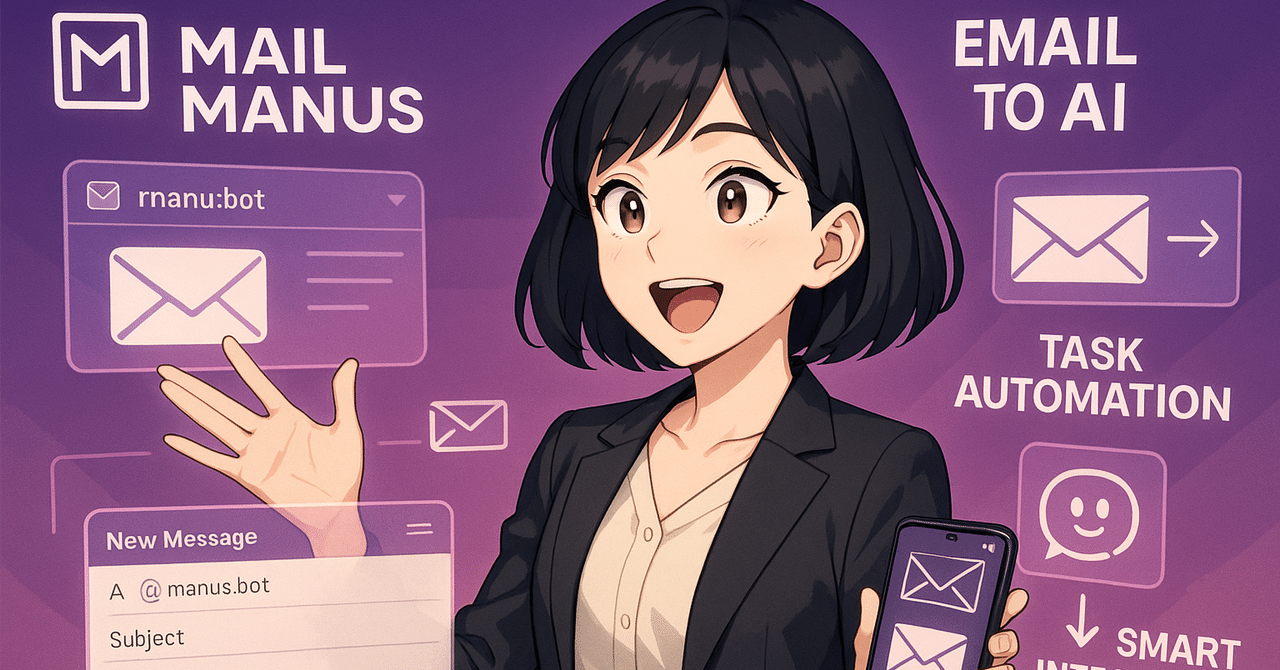 Manusに大きな機能追加「Mail Manus」登場！メール一通でAIタスクを自動実行｜いしたにまさき