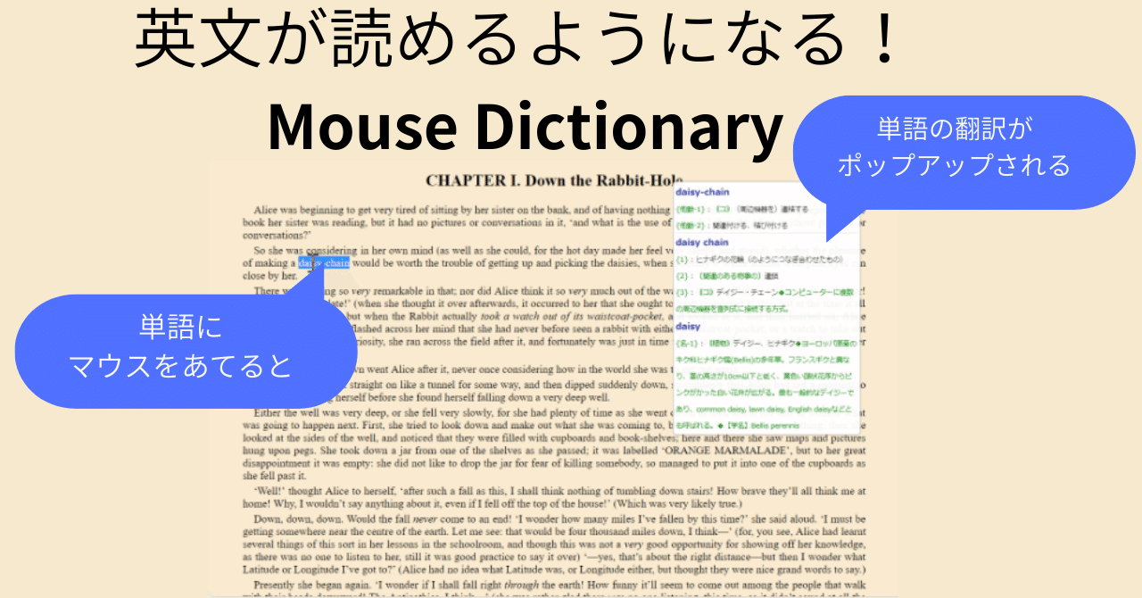 英文が読めるようになるアプリMouseDictionary｜Non