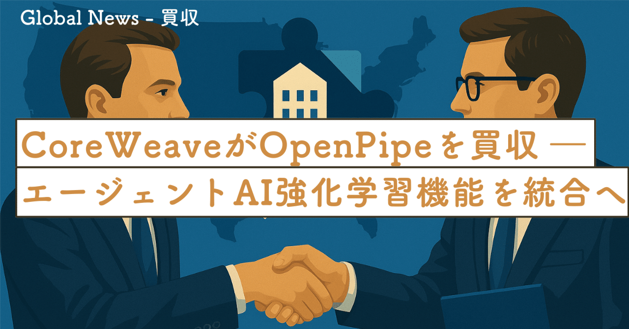 CoreWeaveがOpenPipeを買収 ― エージェントAI強化学習機能を統合へ｜SecondWave
