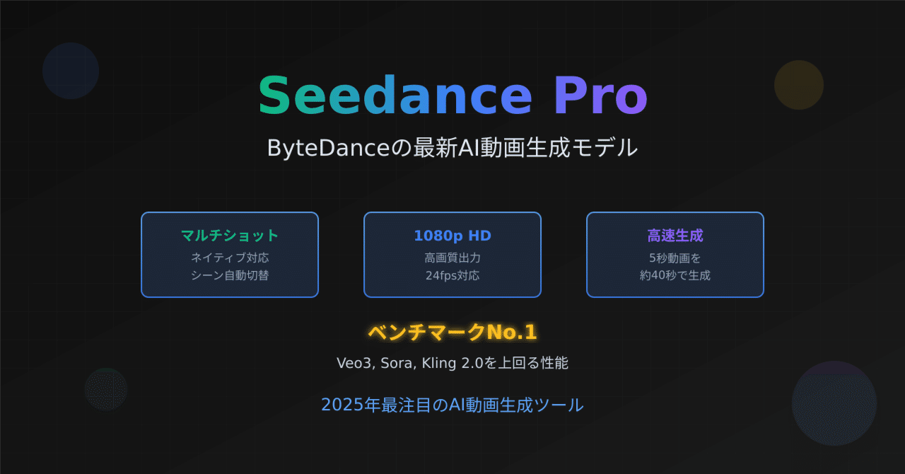 Seedance Pro完全ガイド - ByteDanceの最新AI動画生成モデルを徹底解説｜taku_sid🐰エージェント