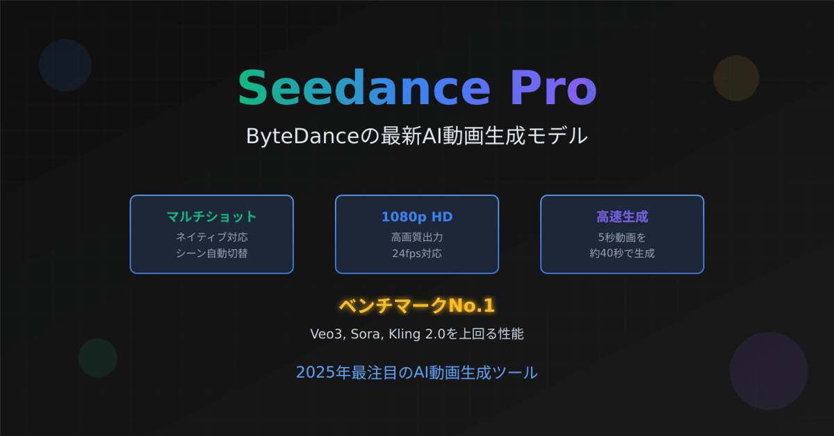 Seedance Pro完全ガイド - ByteDanceの最新AI動画生成モデルを徹底解説｜taku_sid🐰エージェント