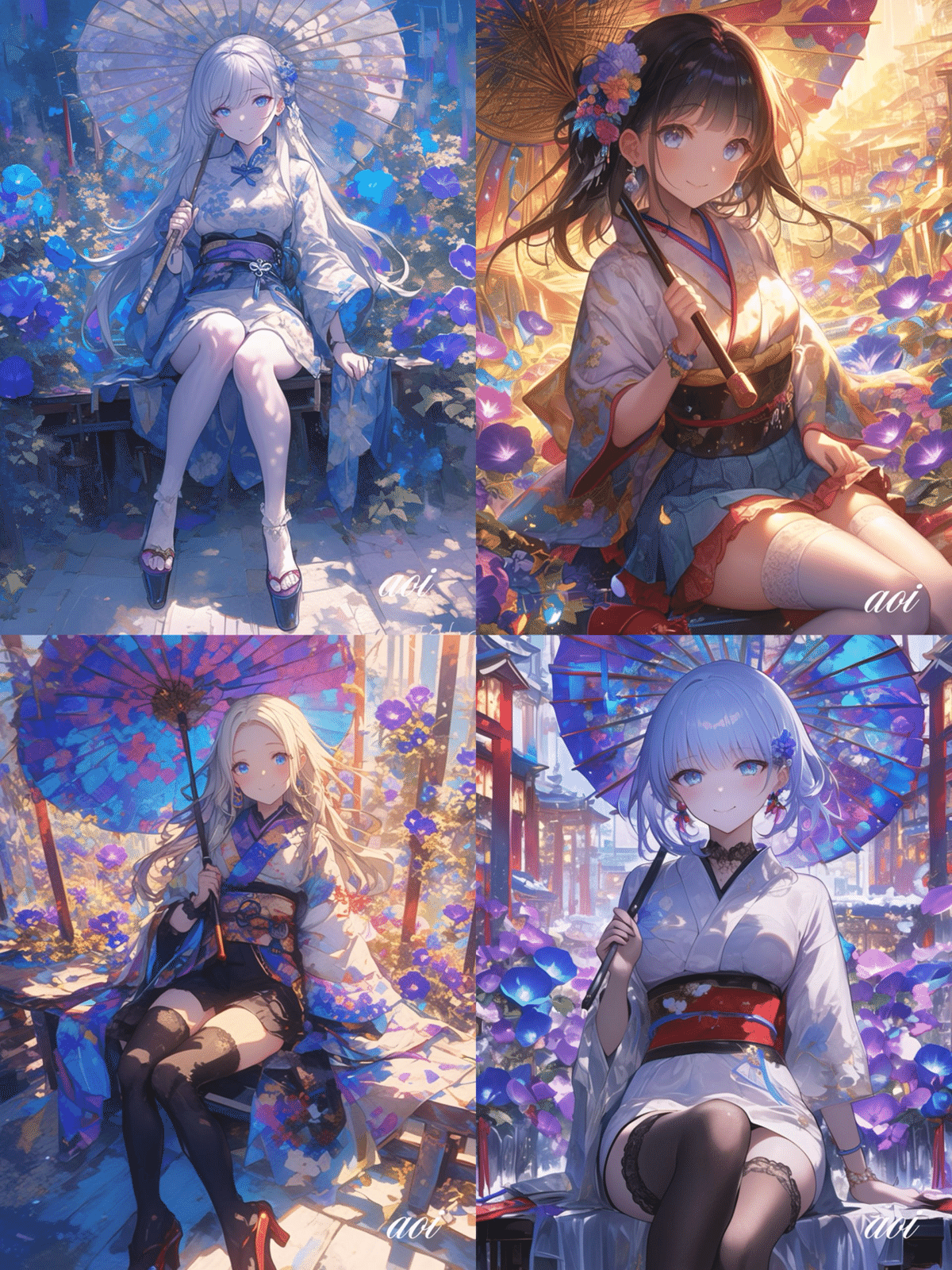 niji・journeyで描いた【朝顔と番傘】｜aoi_atelier